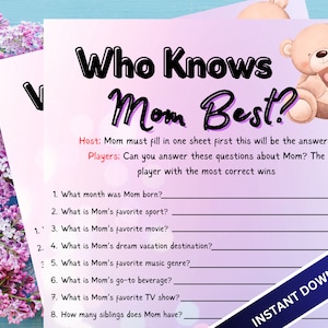 Who Knows Mom Best Game - Digital Download - Etsy