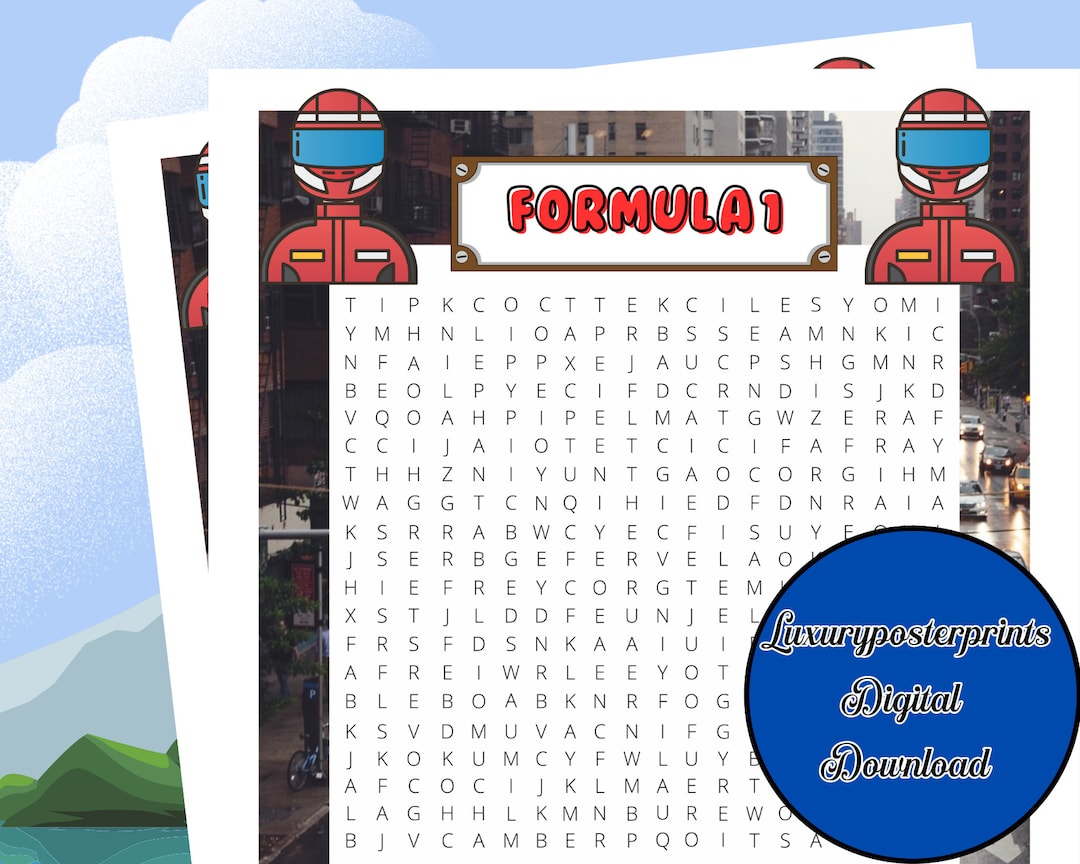 Formula 1 Word Search Digital Download - Etsy UK