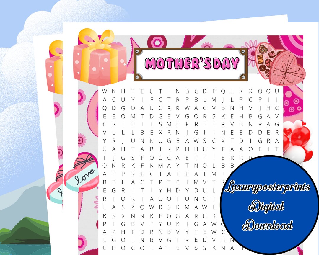 Mothers Day Word Search - Digital Download - Etsy