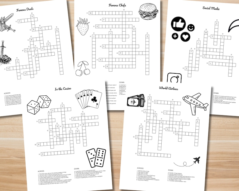 50 Crosswords Bundle | Printable Pages | Puzzles for Adults and Kids ...