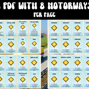 All 99 UK Motorways Flash Cards | Instant Download | Motorway Printable ...