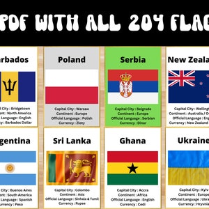 All 204 Country Flags Flash Cards | Instant Download | World Flags ...