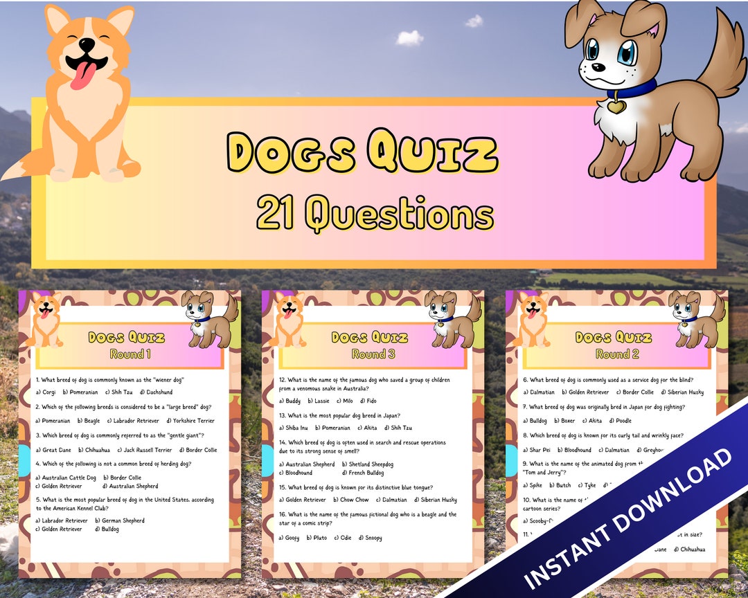 Dog Quiz | Dog Trivia | Pet Printables | Pet Activities | Trivia Game ...