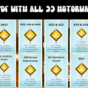 All 99 UK Motorways Flash Cards | Instant Download | Motorway Printable ...