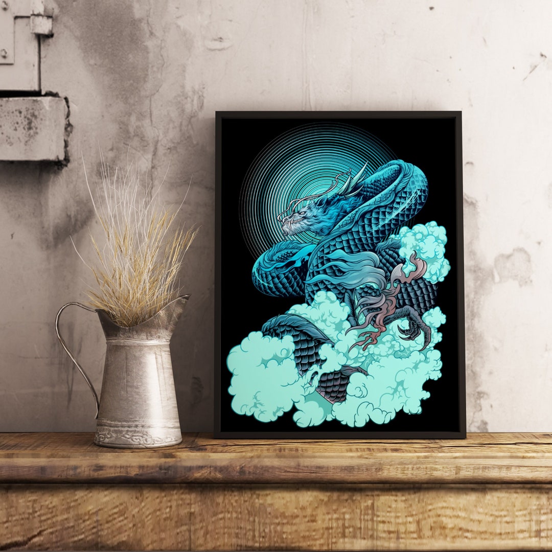 Blue Dragon Poster - Etsy