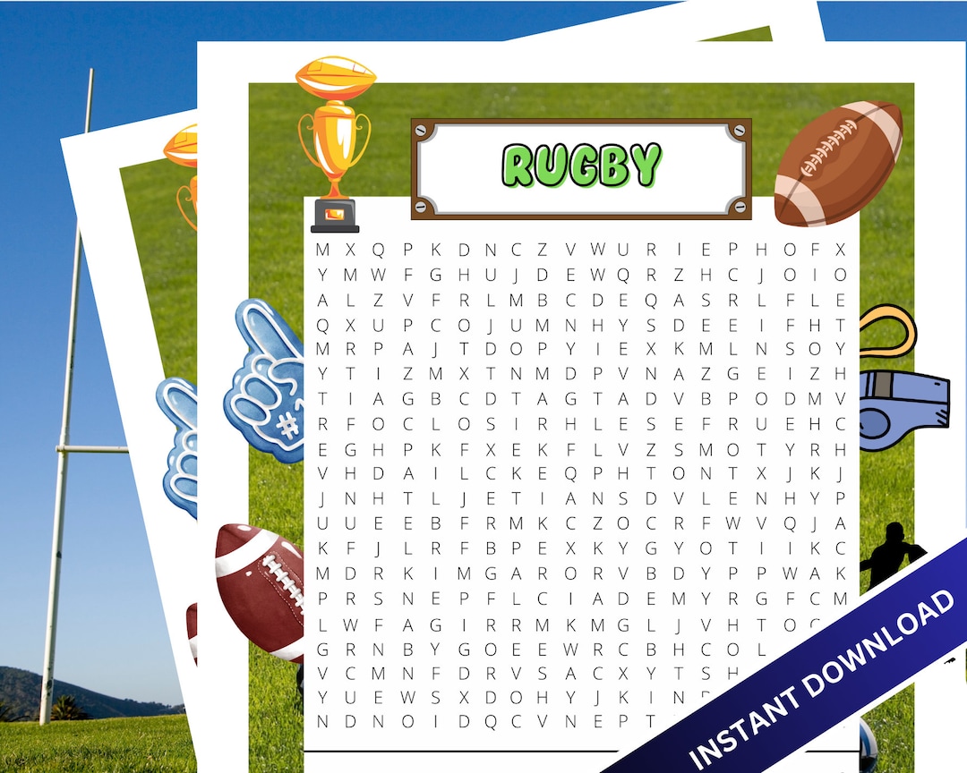 Rugby Word Search Digital Download - Etsy