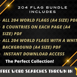 All 204 Country Flags Flash Cards Instant Download World Flags ...