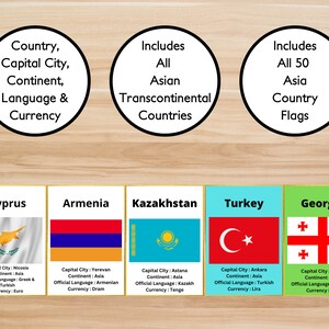 All 50 Asia Country Flags Flash Cards | Instant Download | Educational ...