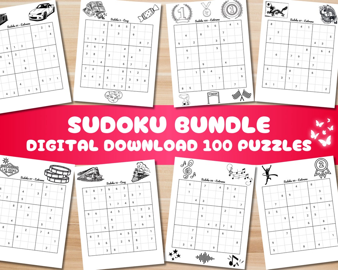100 Sudoku Bundle | Printable Pages | Puzzles for Adults and Kids ...