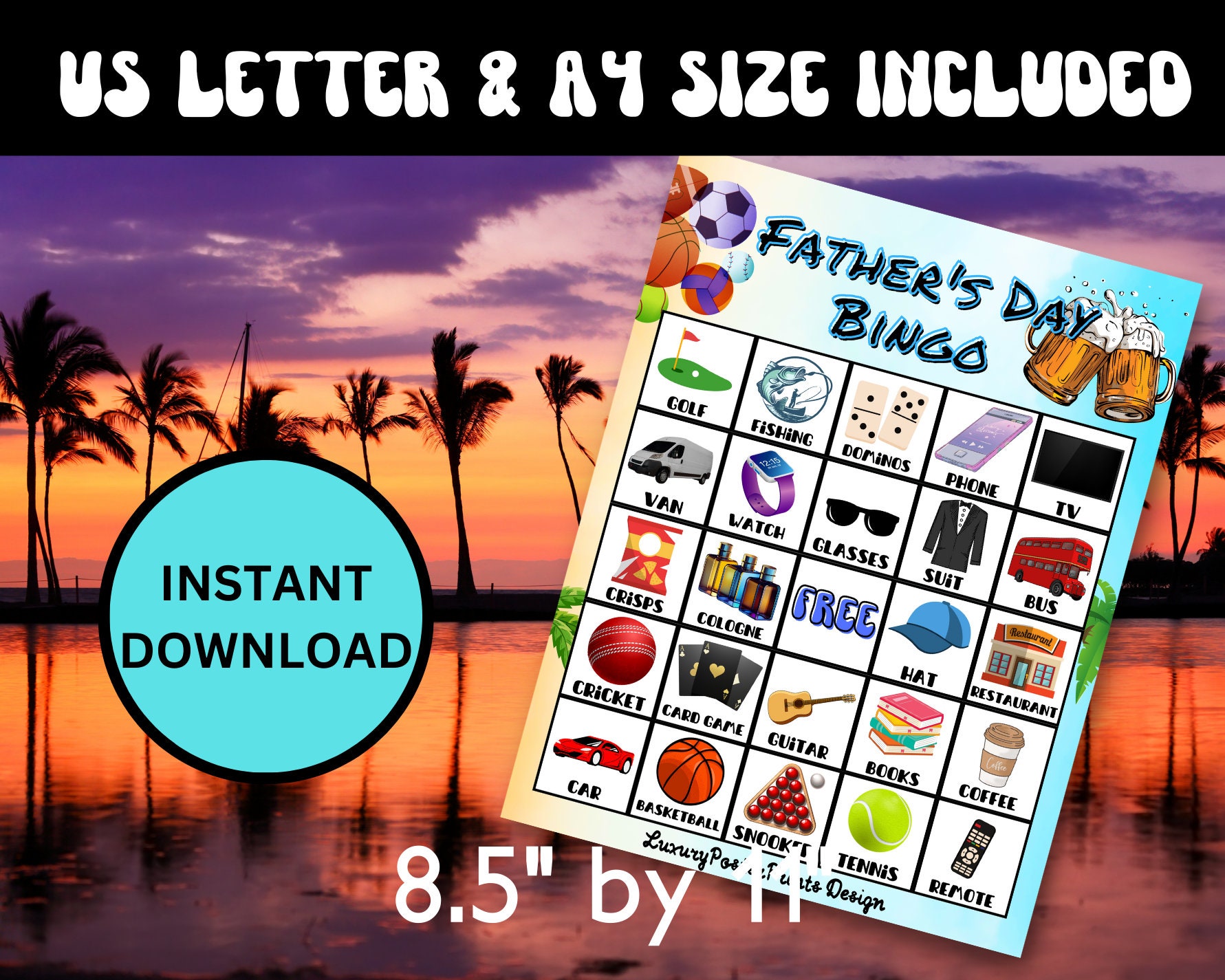 Father's Day Bingo Game | Dad Bingo | Dad Games | Father's Day Party ...