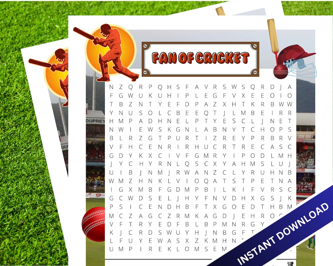Cricket Word Search Digital Download - Etsy UK