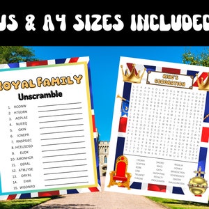 Royal Family Games Bundle | 8 Printable Games | Party Puzzles Adults ...