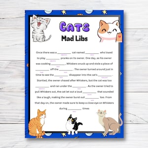 Cats Mad Libs Game - Digital Download - Etsy