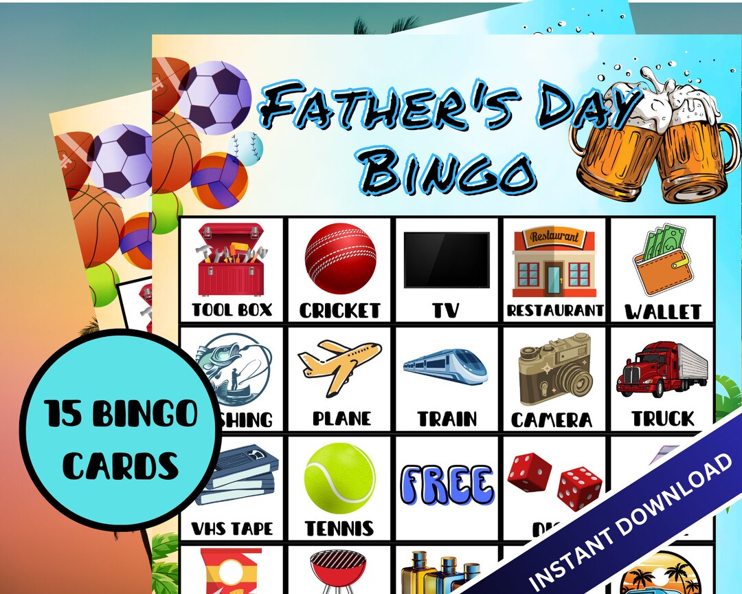 Father's Day Bingo Game | Dad Bingo | Dad Games | Father's Day Party ...