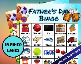 Father's Day BINGO Game, Fathers Day BINGO Cards, Printable Game, Bingo ...