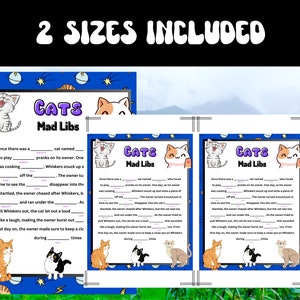 Cats Mad Libs Game - Digital Download - Etsy