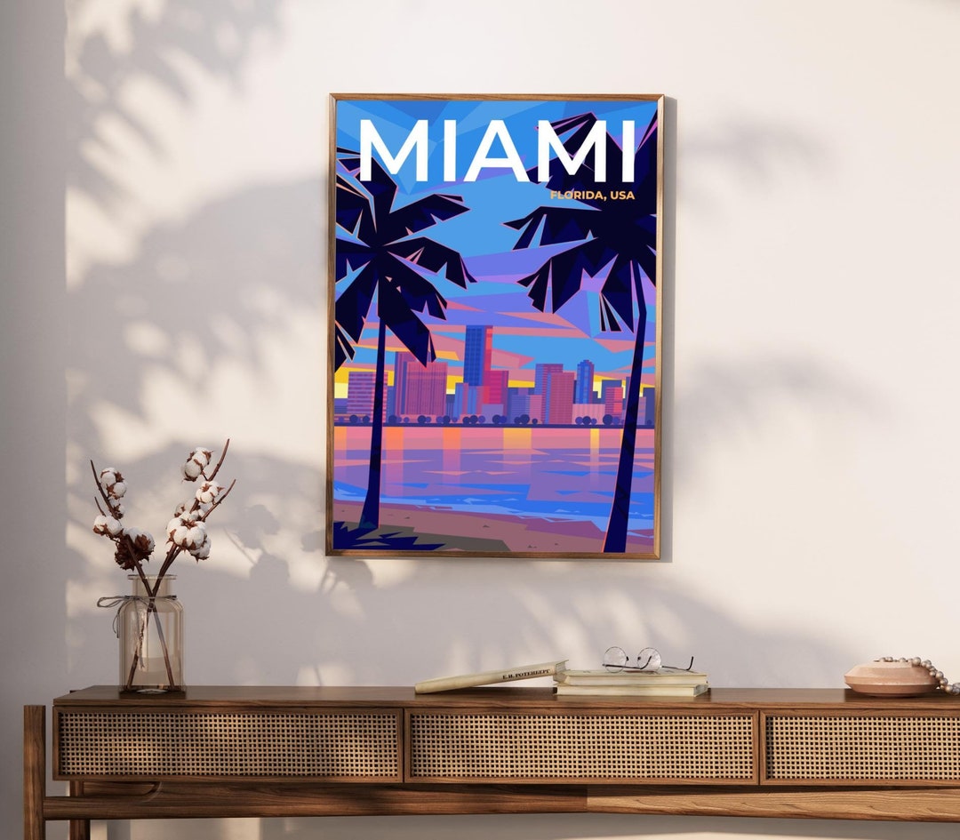 Miami Travel Poster | Miami Vintage Print | Miami Travel Prints | Miami ...