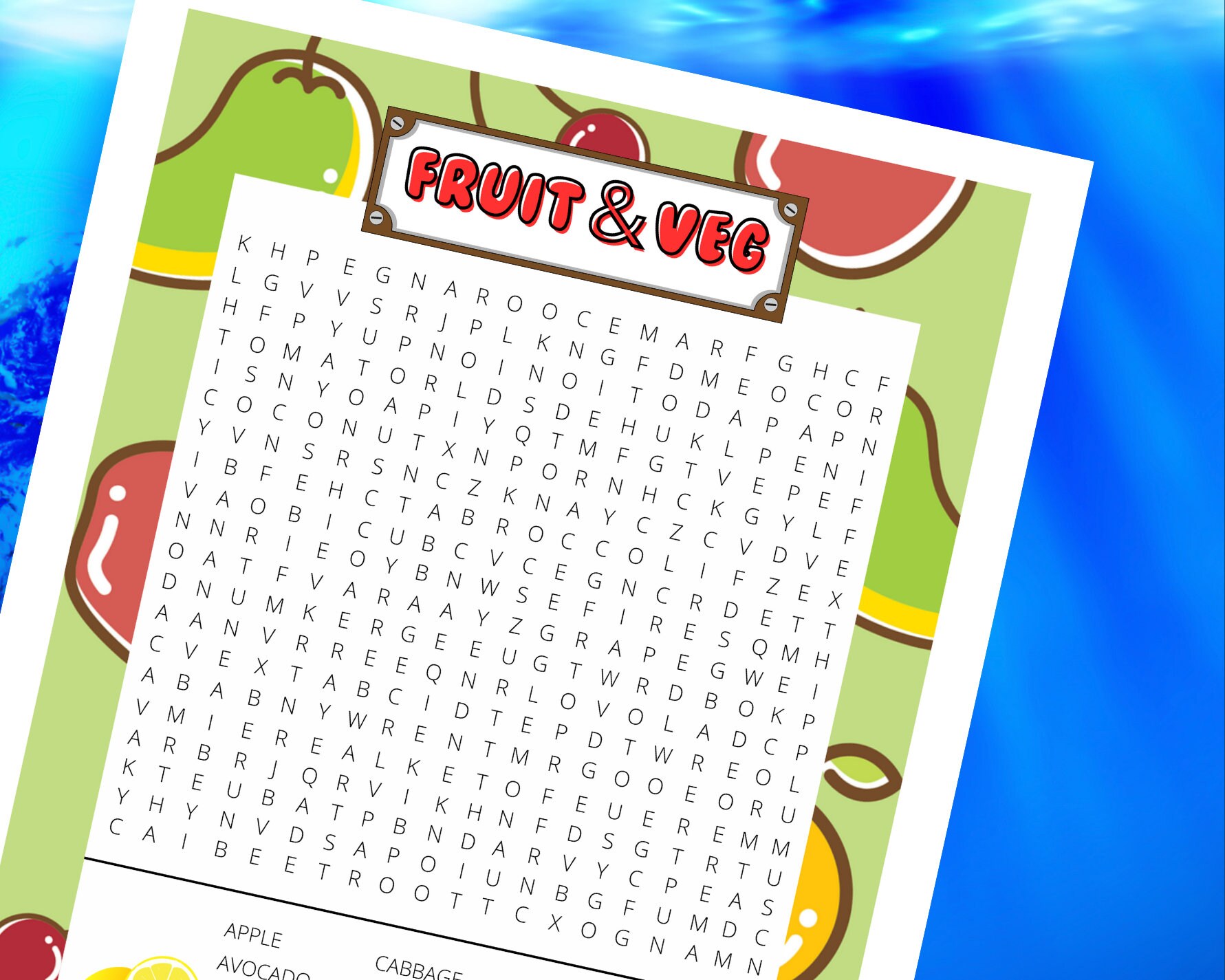Fruit and Vegetables Word Search Digital Download - Etsy