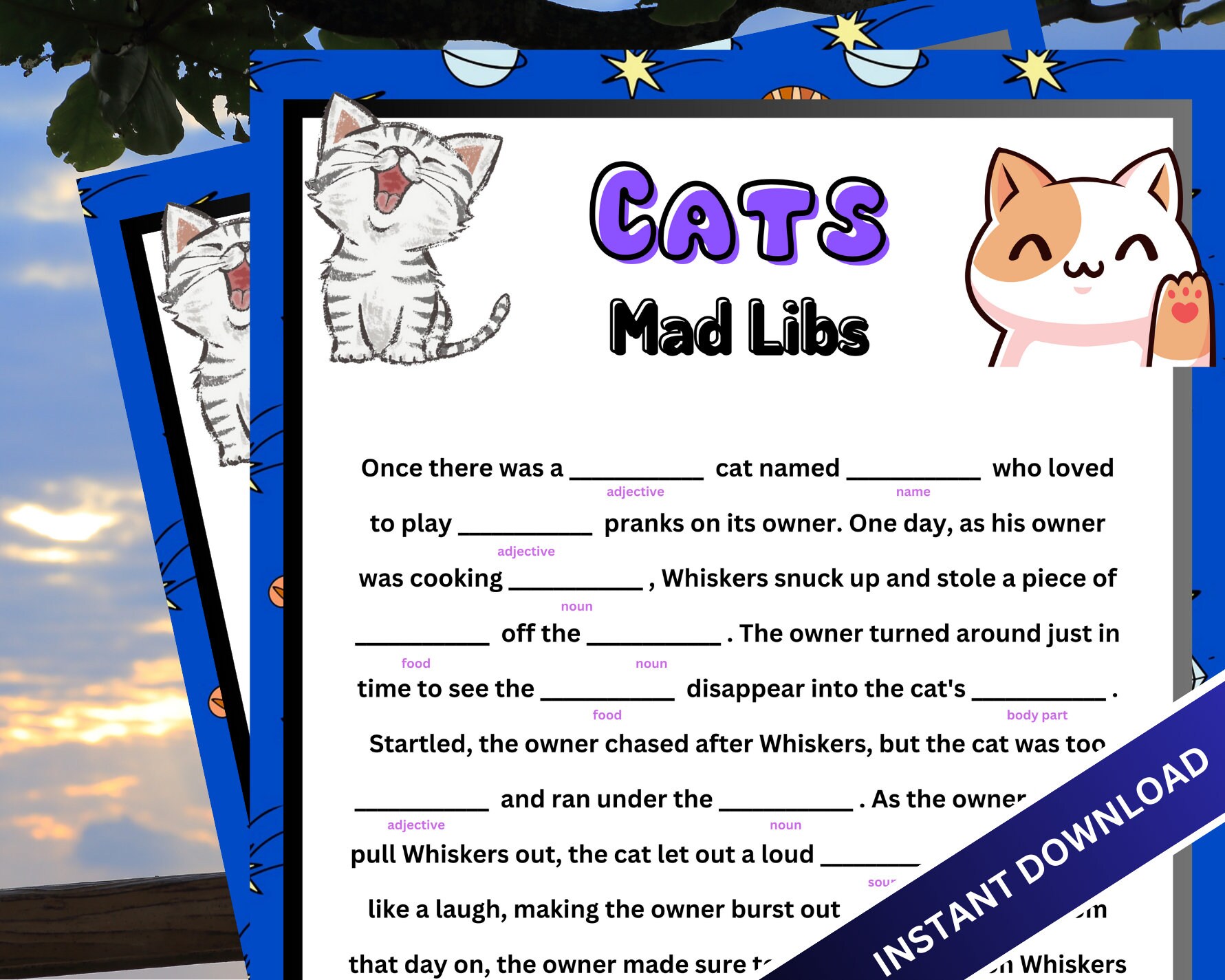 Cats Mad Libs Game - Digital Download - Etsy