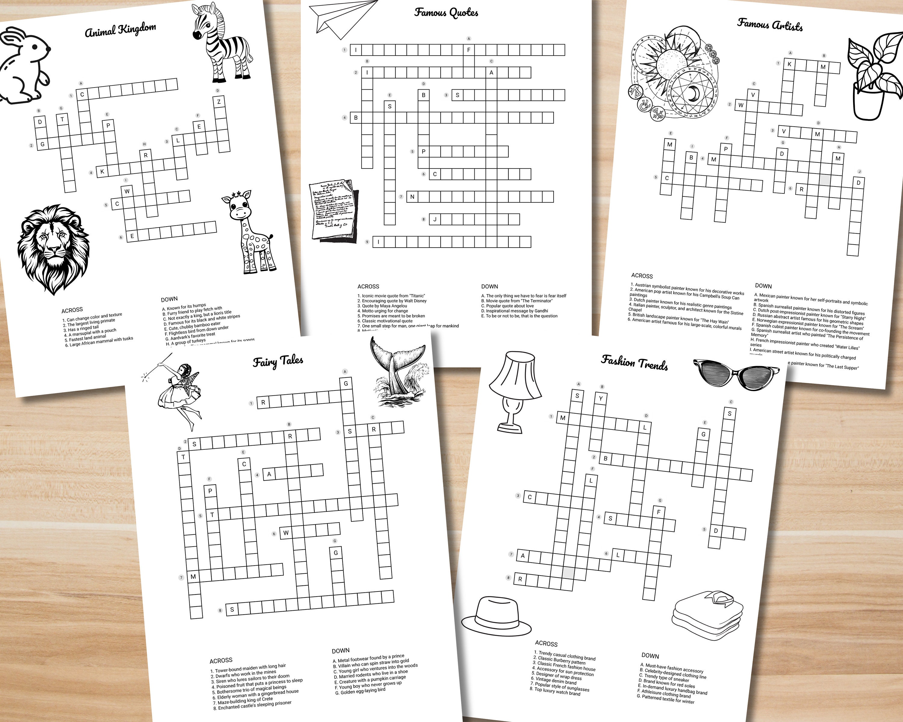 50 Crosswords Bundle | Printable Pages | Puzzles for Adults and Kids ...