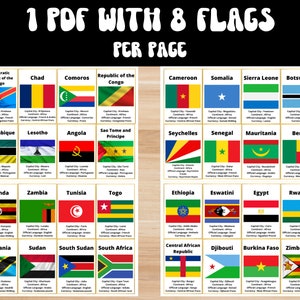 All 54 Africa Country Flags Flash Cards Instant Download Educational ...