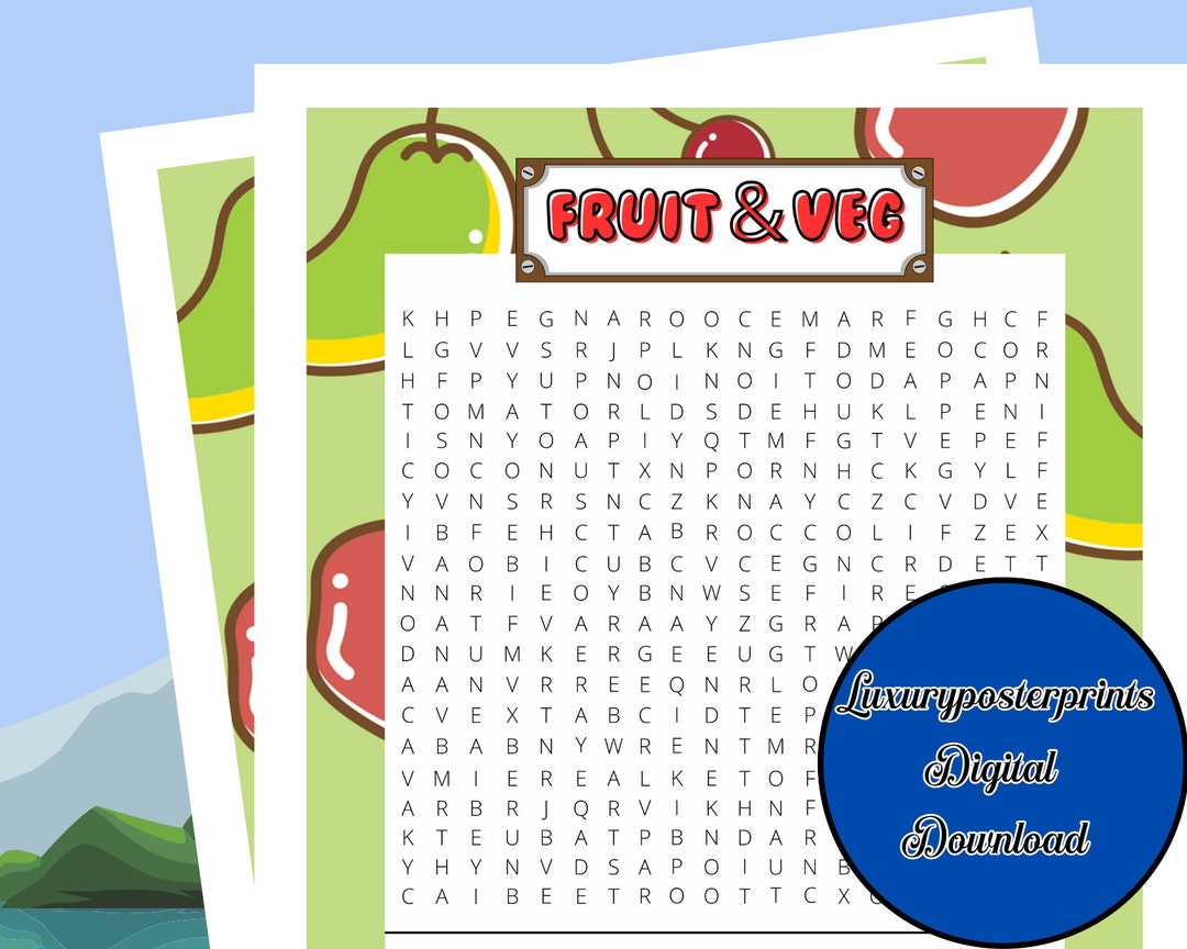 Fruit and Vegetables Word Search Digital Download - Etsy UK