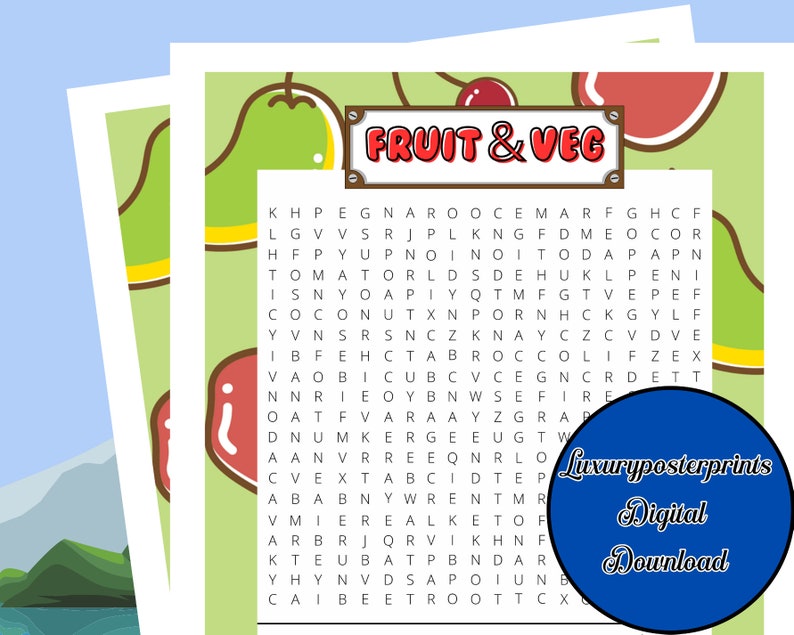 Fruit and Vegetables Word Search Digital Download - Etsy