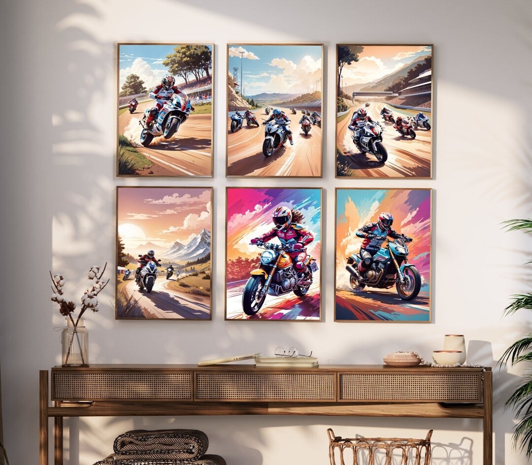 Set of 6 Motorbike Posters Motorbike Wall Art Rider Gifts - Etsy