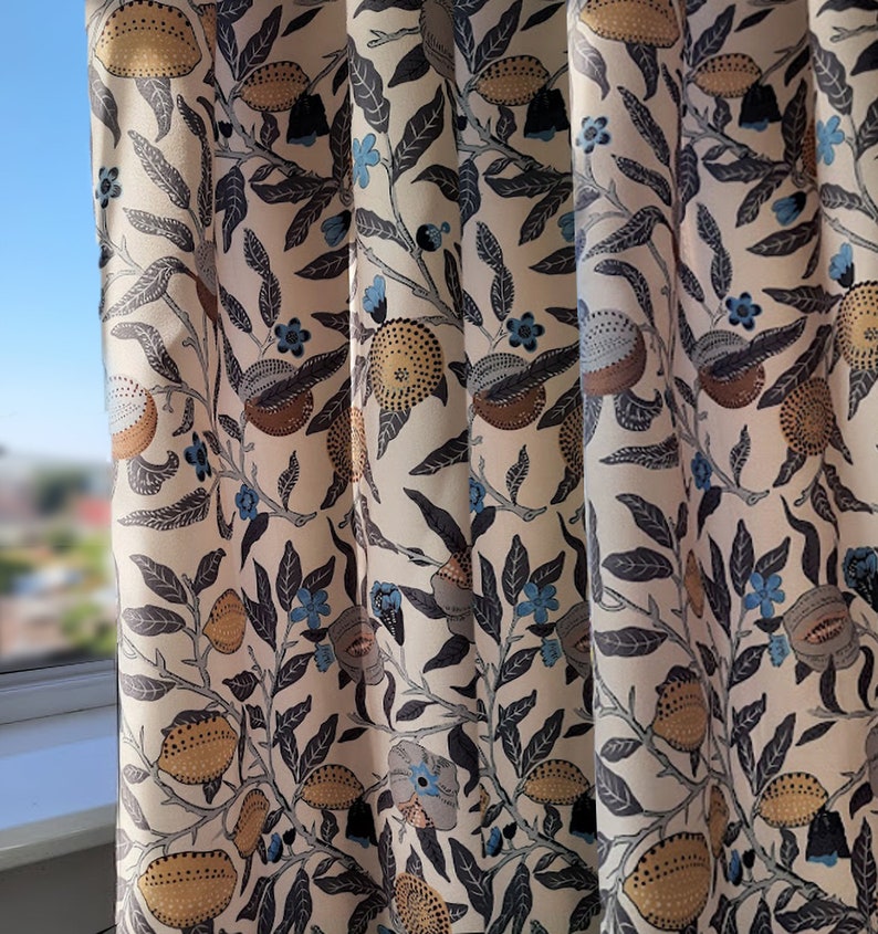 William Morris Lemon Tree, Curtains Custom Blackout Drapes With White ... William Morris Lemon Tree, Curtains Custom Blackout Drapes With White ...