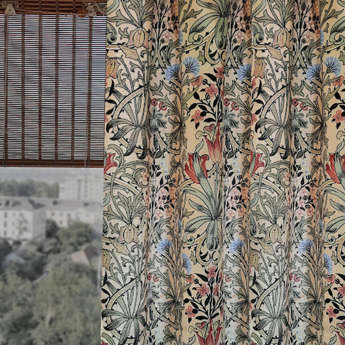 William Morris Woodland Weeds Curtains, Custom Blackout Drapes With ...