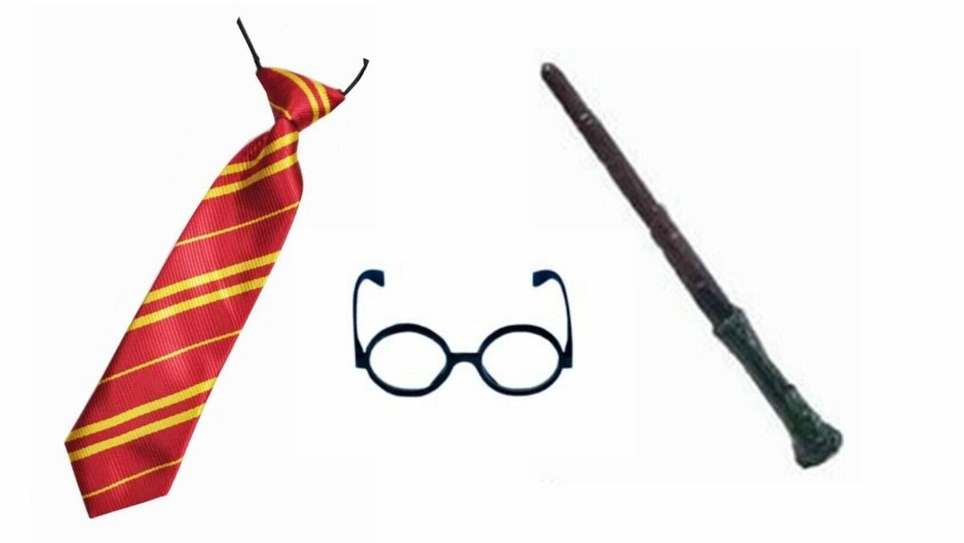 Child's Harry Potter Wizard Tie Branch Wand & Glasses World Book Day ...