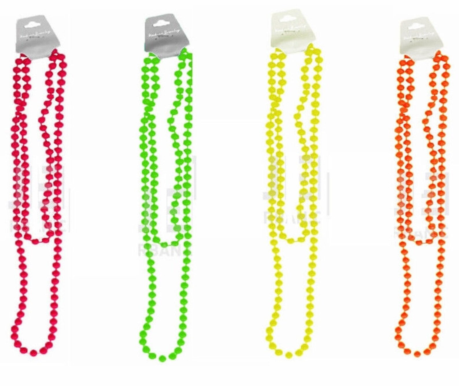 Retro 80s Neon 48 Inch Coloured Beads Dance Party Rave Pink Orange ...