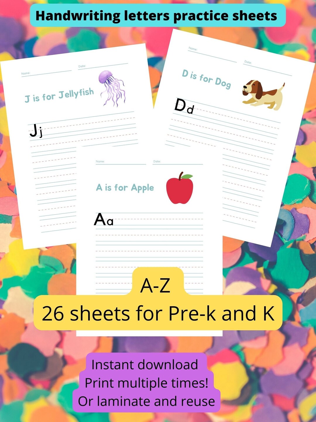 Alphabet Handwriting Pages A-Z - Etsy
