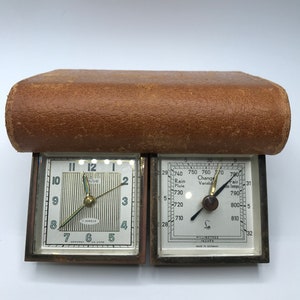 Vintage Rensie Travel Alarm Clock and Barometer in Leather - Etsy