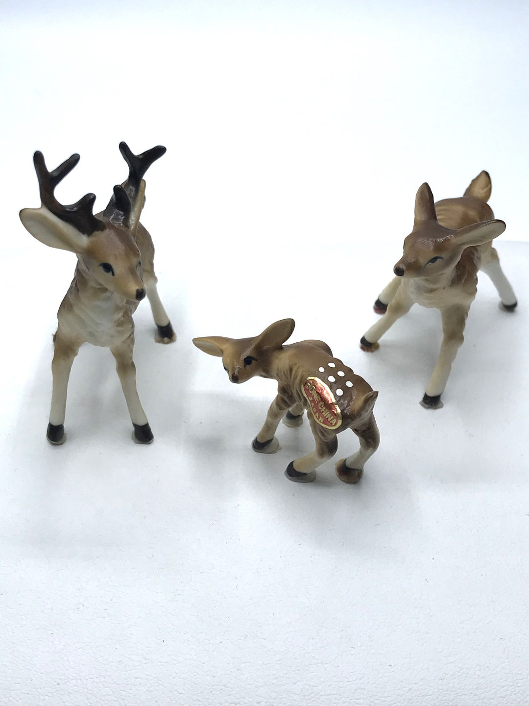 Set of 3 Vintage China Deer Doe Buck Fawn Miniature Figurines - Etsy