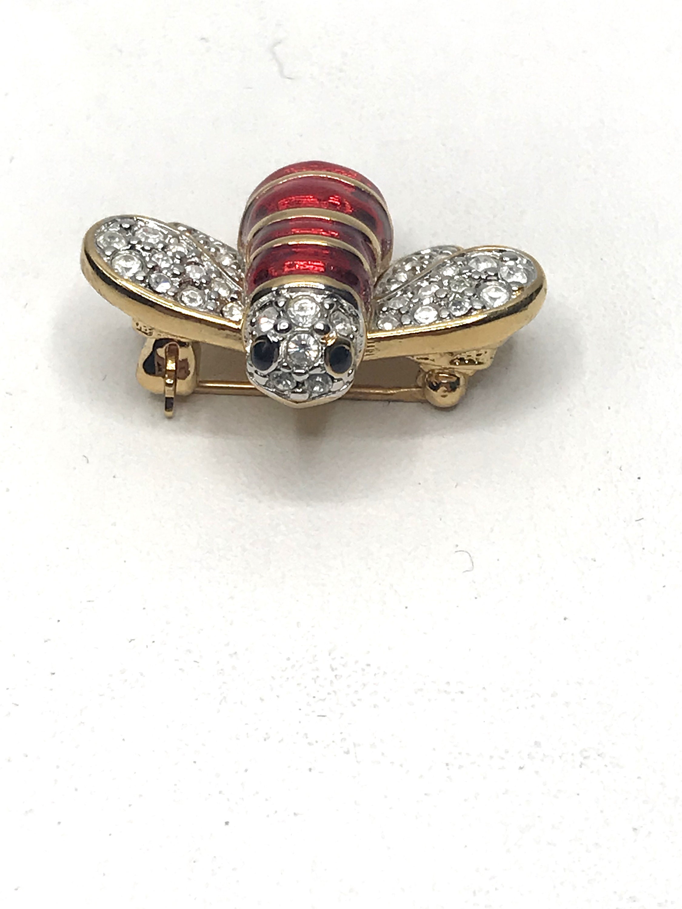 Vintage Swan Signed Swarovski Gold-tone Red Enamel With - Etsy