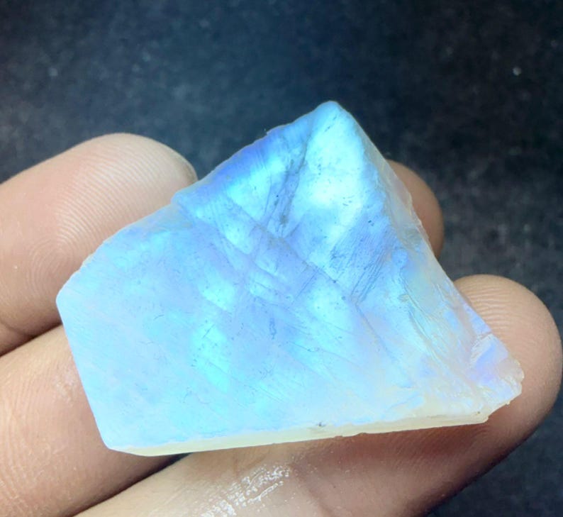 Natural Blue Flash Rainbow Moonstone Rough Gemstone, Raw Untreated ...