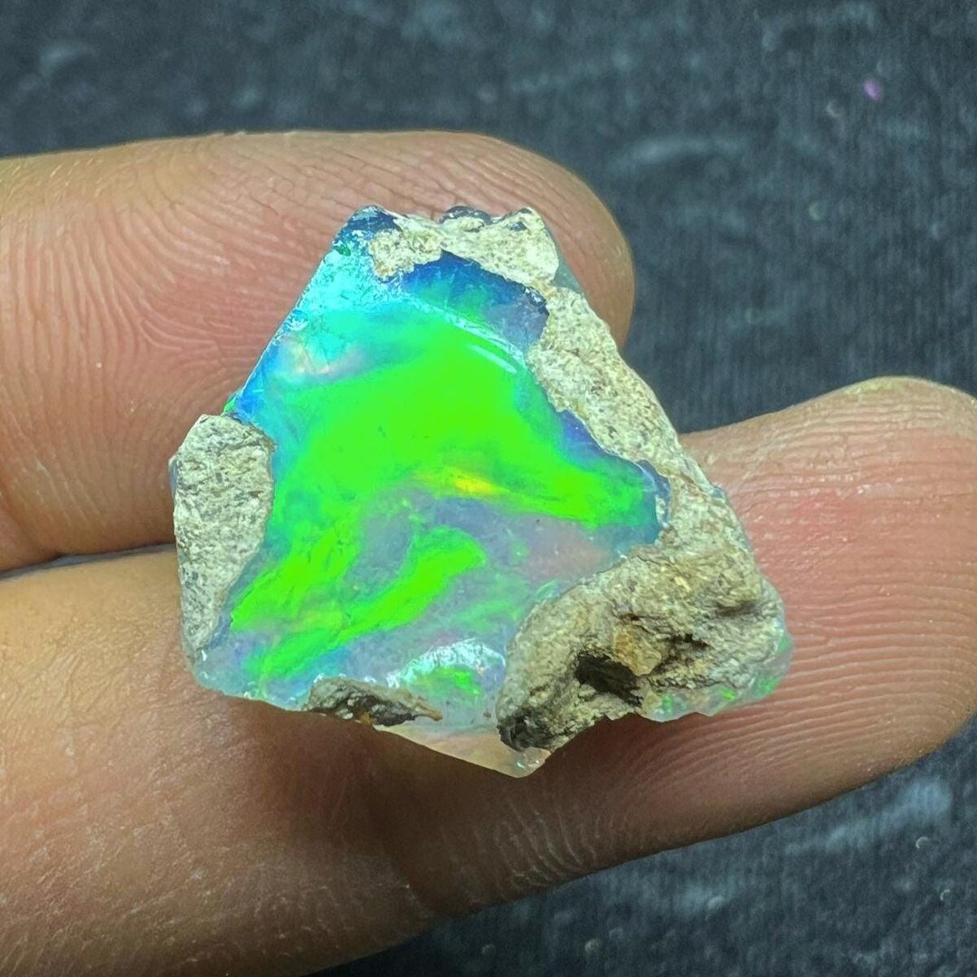 A One Green Fire Ethiopian Opal Rough, Raw Chunks, Opal Gemstone Raw ...