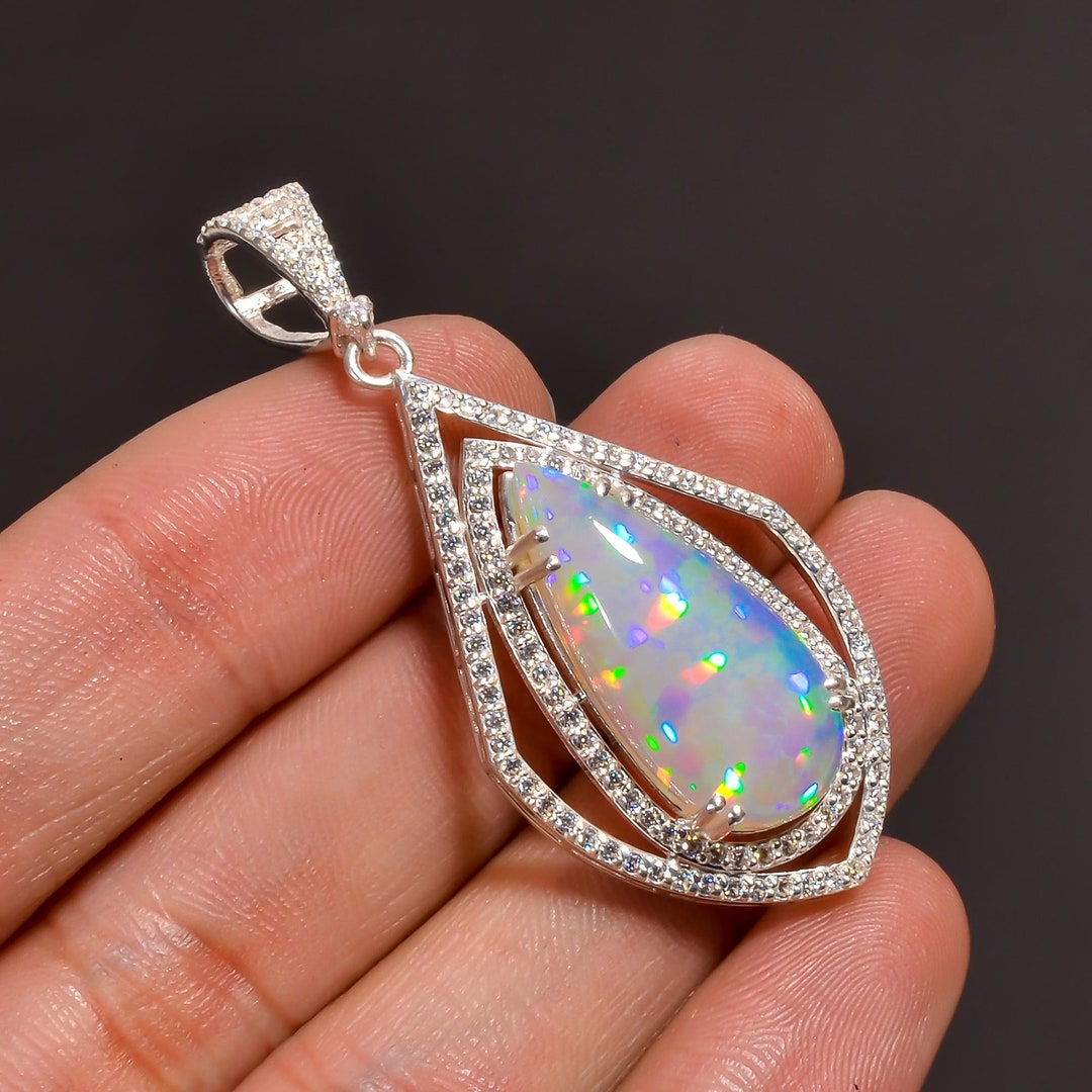 AAA Ethiopian Opal Pendent Pear Shape Pendant / Natural Opal Pendant ...