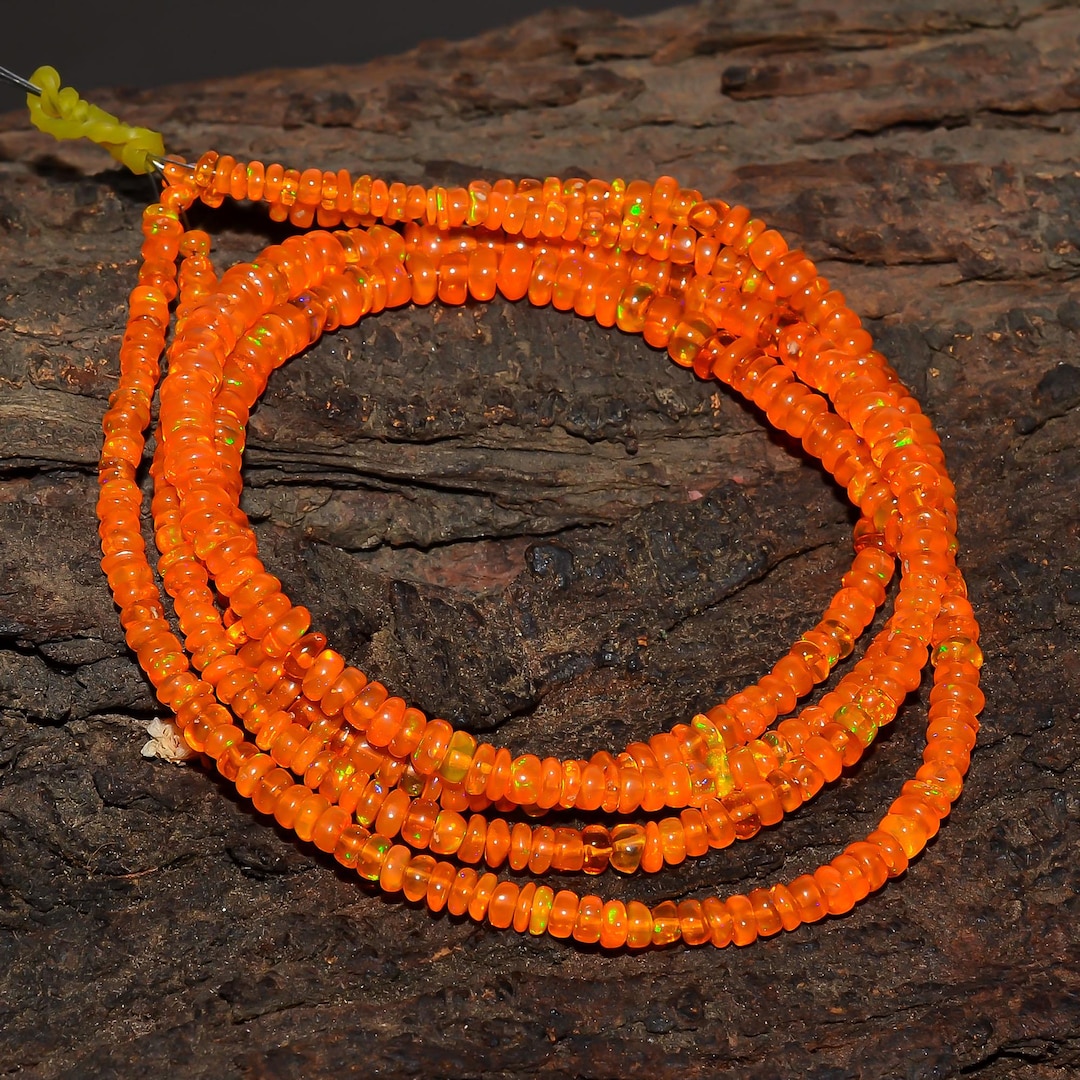 AAA+ Orange Fire Ethiopian Opal Beaded Beads, Plain Opal Beads, Fire ...