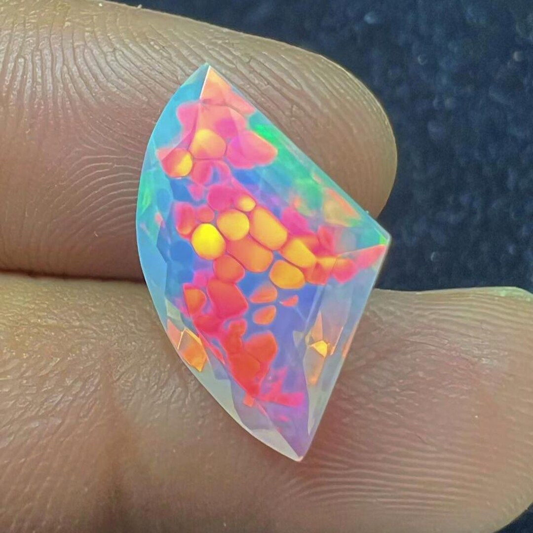Red Fire Honeycomb Ethiopian Opal, Faceted Opal, Fancy Opal Size ...