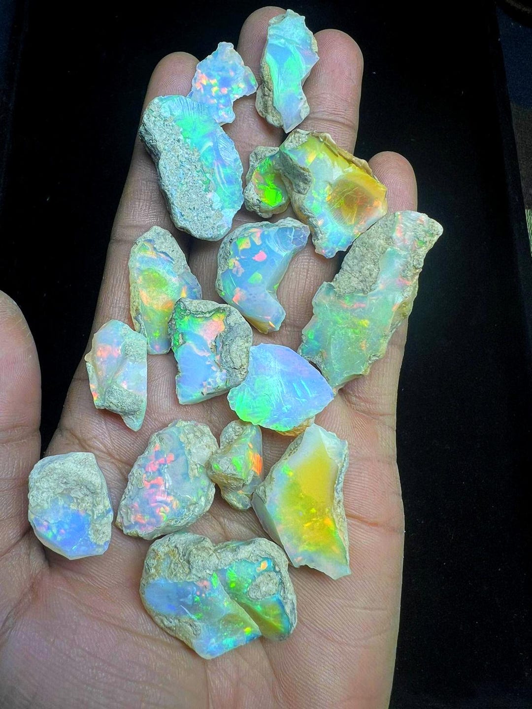 AAA+ Grade Natural Ethiopian Opal Rough Lot, Welo Fire Opal Raw, Opal Crystal, Raw Opal Stone ...