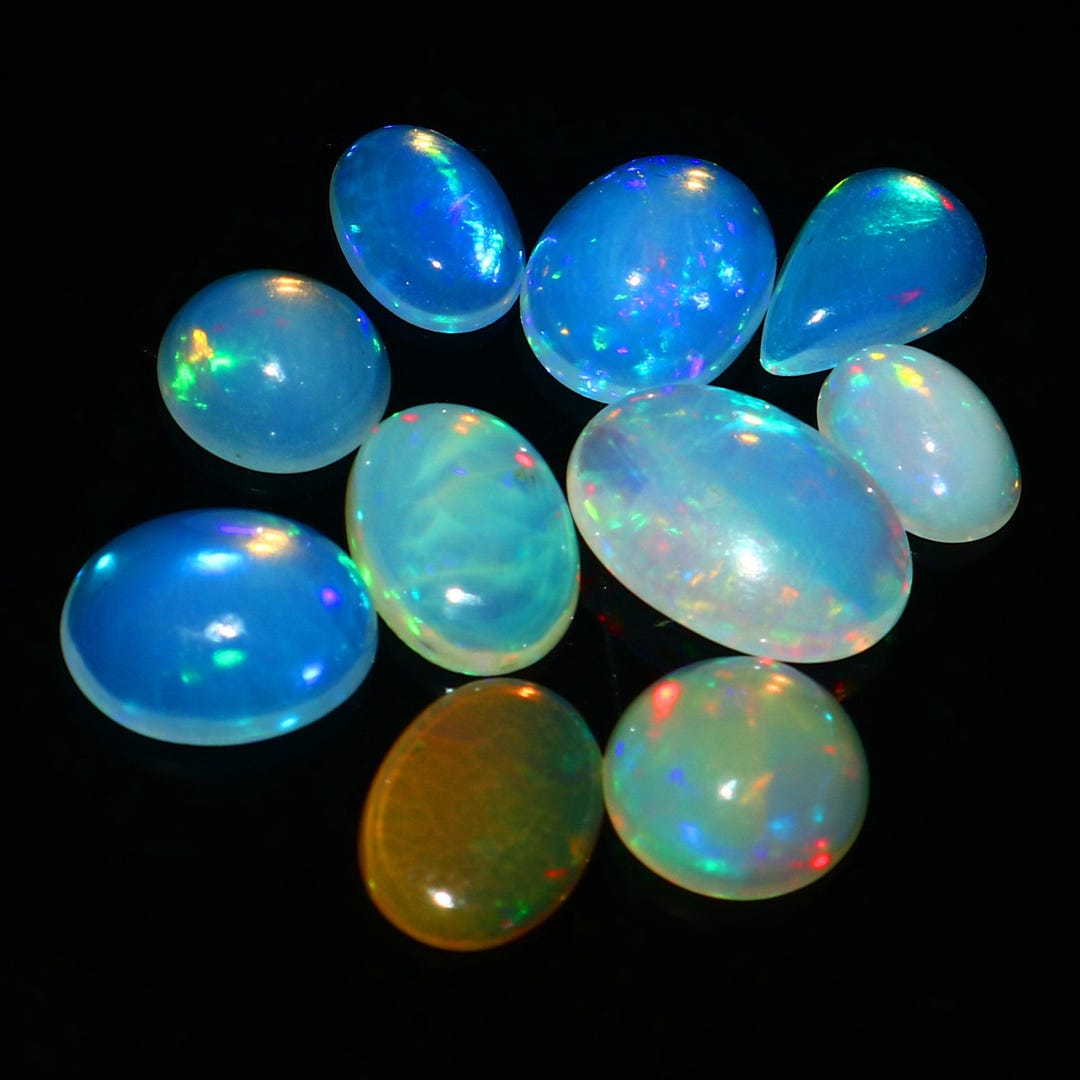 100% Natural Rare Fire Ethiopian Opal Gemstone Lot, Fire Ethiopian Opal ...