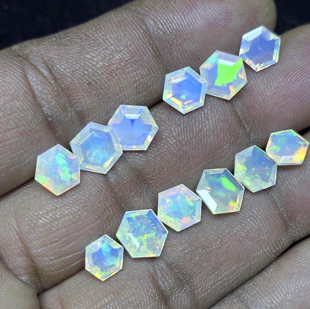HEXAGON Cut Ethiopian Opal Faceted Loose Gemstone Size:- 5 TO 10 Mm ...