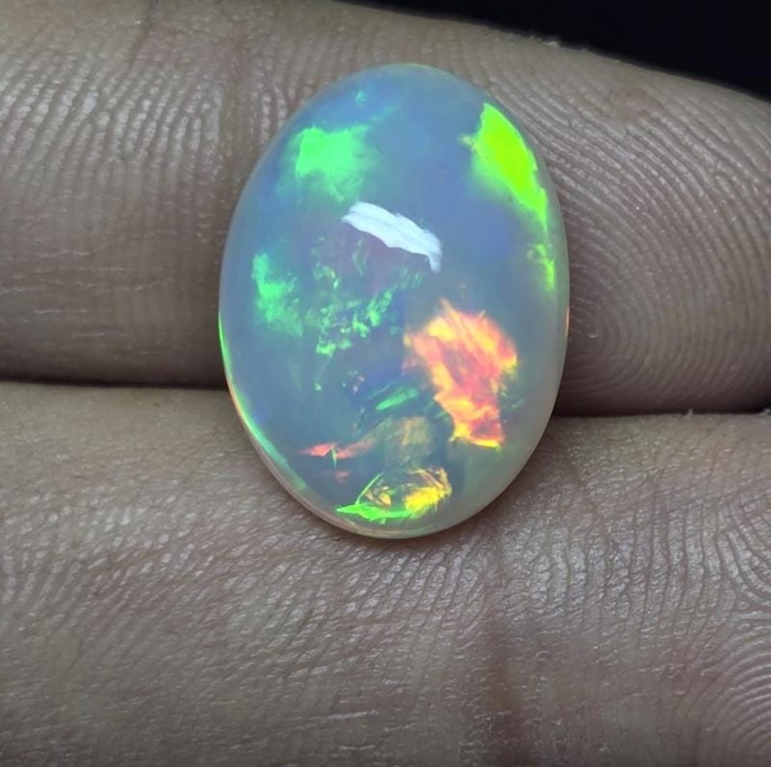 Premium Smooth Ethiopian Opal Oval Shape Loose Gemstone, Multi Fire ...