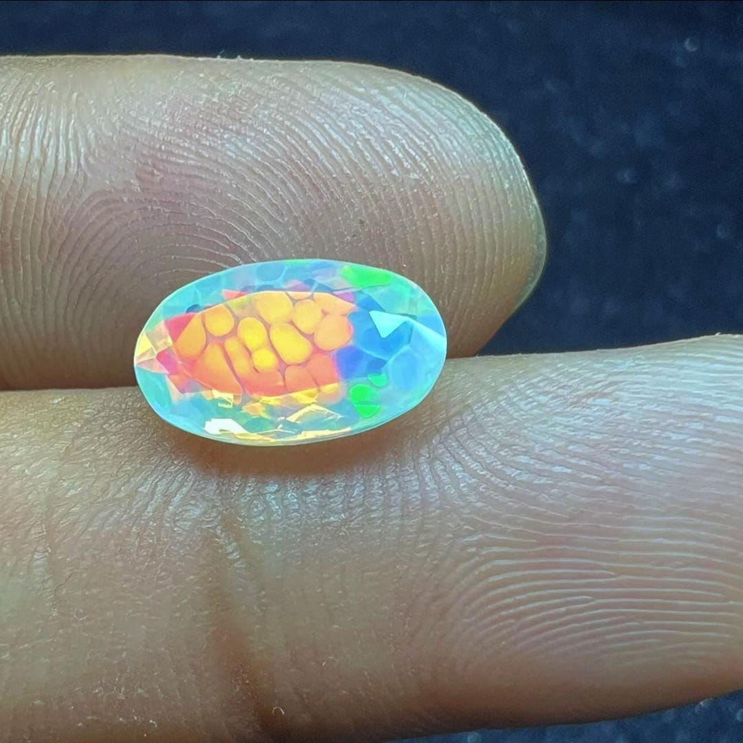 Honeycomb Fire Oval Cut Ethiopian Opal, Faceted Opal, Opal Oval, Size ...