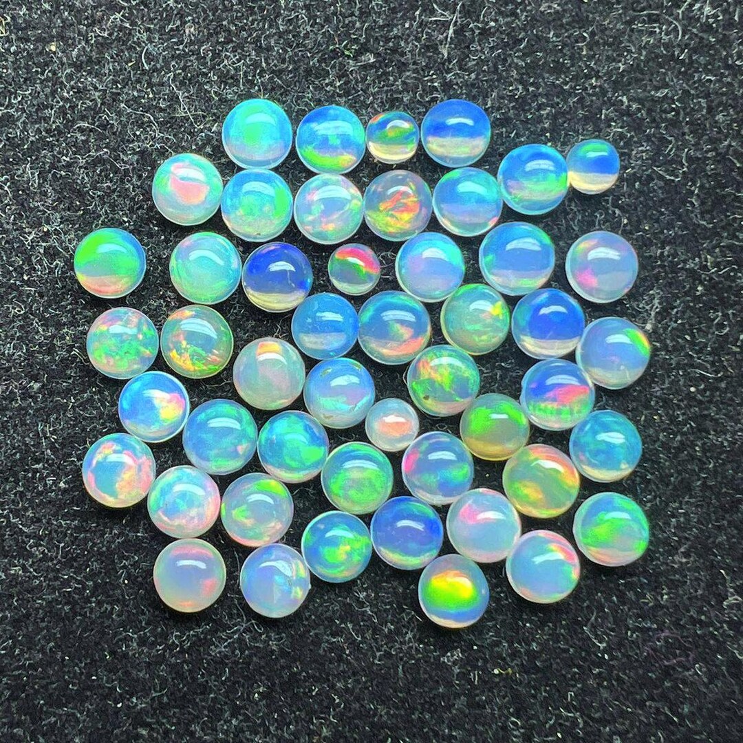 10 PCS 3 MM. Ethiopian Opal Flat Back Round Shape Gemstone Lot, Welo ...