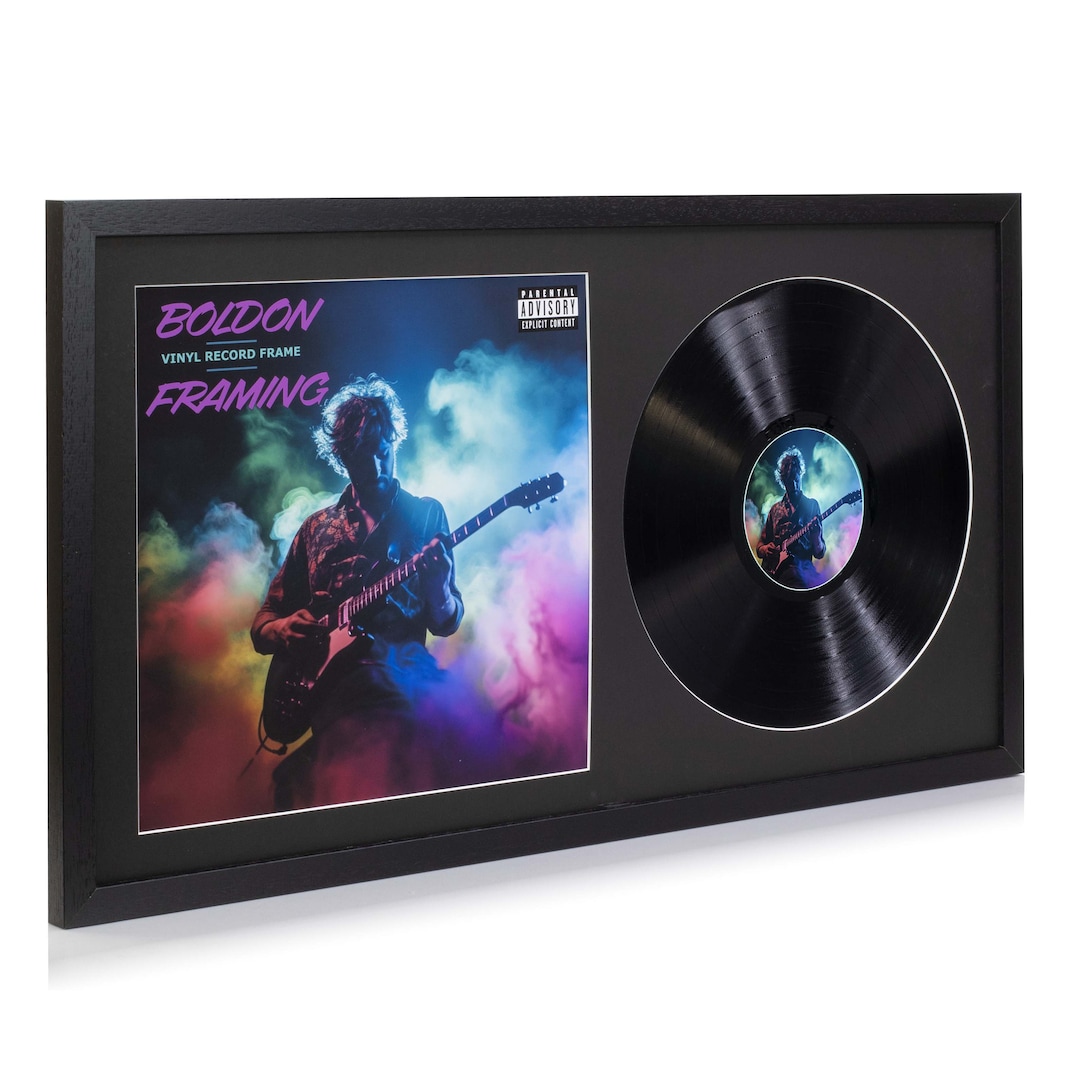 12" / 10" / 7" Double Vinyl LP Record and Album Cover Frame BLACK Mount ...