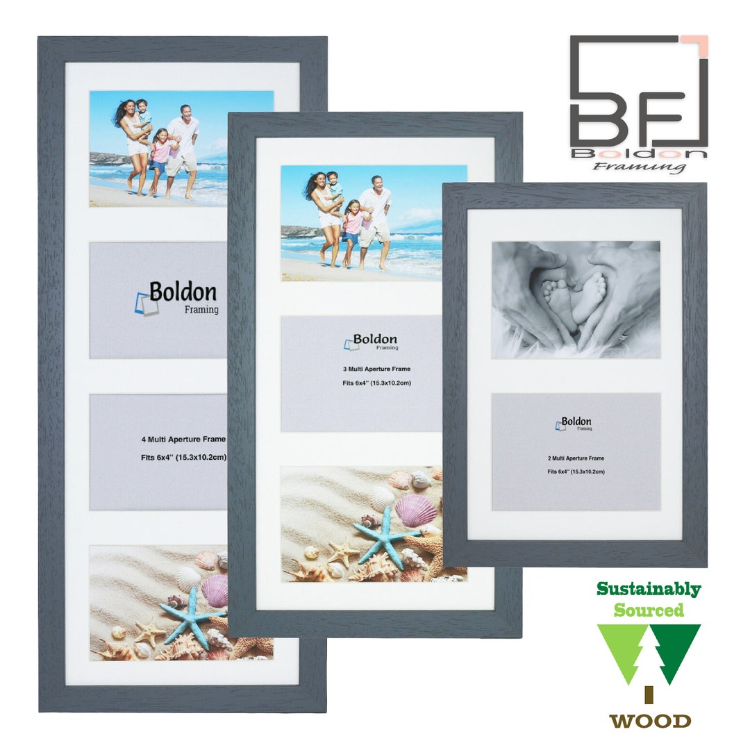 Multi Aperture Photo Picture Frames Holds 2, 3 or 4 Photos in Dark Grey ...