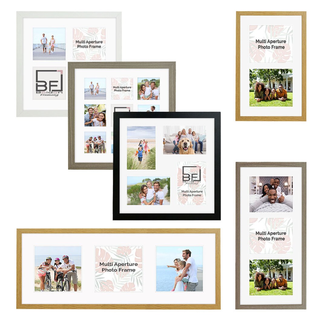 Multi Aperture Light Oak Photo Picture Frames Holds 2, 3 or 4 Photos ...